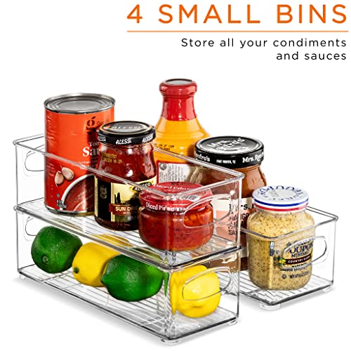 Sorbus Storage Bins Clear Plastic Organizer Container Holders with Handles – Versatile for Kitchen, Refrigerator, Cleaning Supplies, Cabinet, Food Pantry, Bathroom Organization (Set of 10, Clear)