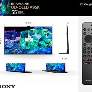 Sony 55 Inch 4K Ultra HD TV A95K Series: BRAVIA XR OLED Smart Google TV with Dolby Vision HDR,Bluetooth, Wi-Fi, USB, Ethernet, HDMI and Exclusive Features for The Playstation- 5 XR55A95K- 2022 Model