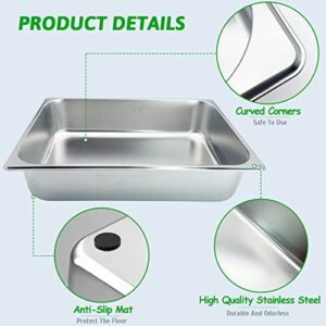 Fhiny Stainless Steel Litter Box for Cat, Large Size With High Sides and Non Slip Rubber Feet Cat Toilet Non Stick Smooth Surface Litter Pan Never Absorbs Odors Stains or Rusts Durable Kitten Supplies