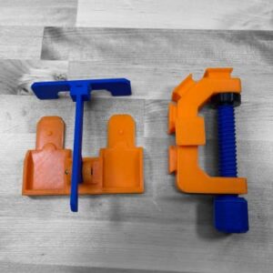 2 Lane Clamp w Start Gate (Compatible with Hot Wheels Cars and Track) (Blue/Orange)