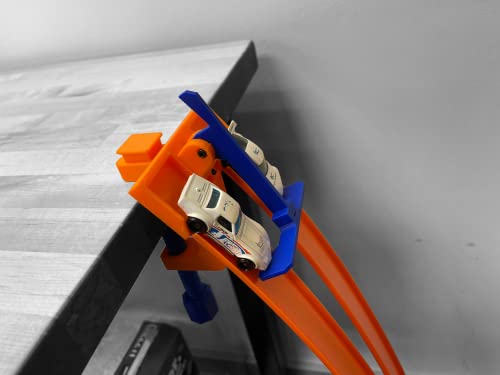 2 Lane Clamp w Start Gate (Compatible with Hot Wheels Cars and Track) (Blue/Orange)