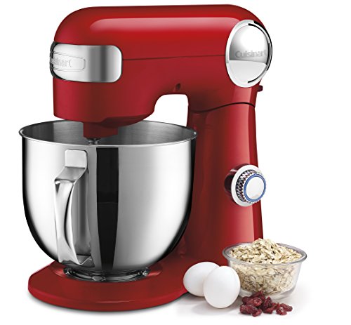 Cuisinart SM-50R 5.5-Quart Stand Mixer, Ruby Red & Fresh Fruit & Ice Cream Maker Attachment, White