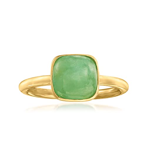 Ross-Simons Bezel-Set Jade Ring in 18kt Gold Over Sterling. Size 8