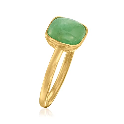 Ross-Simons Bezel-Set Jade Ring in 18kt Gold Over Sterling. Size 8