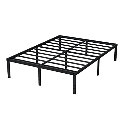 EMODA 16 Inch Platform King Bed Frame No Box Spring Needed, Heavy Duty Metal Mattress Foundation with Sturdy Steel Slats Support, Noise Free, Easy Assembly, Black