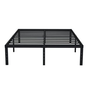 emoda 16 inch platform king bed frame no box spring needed, heavy duty metal mattress foundation with sturdy steel slats support, noise free, easy assembly, black