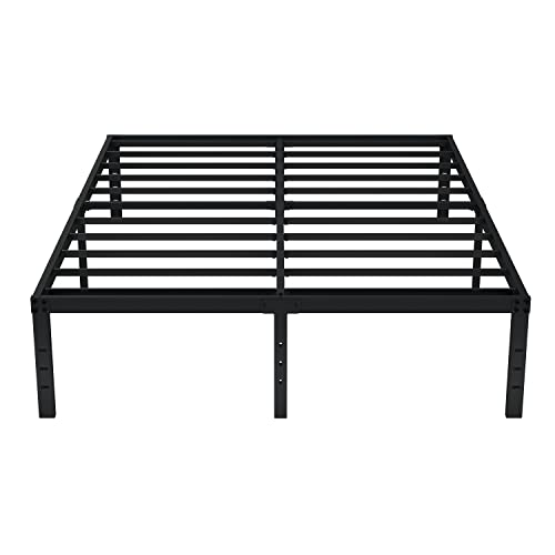 EMODA 16 Inch Platform King Bed Frame No Box Spring Needed, Heavy Duty Metal Mattress Foundation with Sturdy Steel Slats Support, Noise Free, Easy Assembly, Black