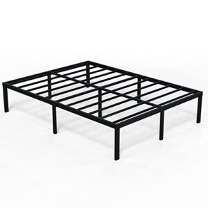 EMODA 16 Inch Platform King Bed Frame No Box Spring Needed, Heavy Duty Metal Mattress Foundation with Sturdy Steel Slats Support, Noise Free, Easy Assembly, Black