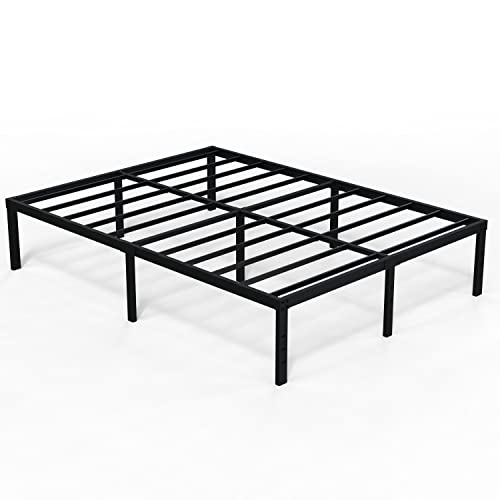 EMODA 16 Inch Platform King Bed Frame No Box Spring Needed, Heavy Duty Metal Mattress Foundation with Sturdy Steel Slats Support, Noise Free, Easy Assembly, Black