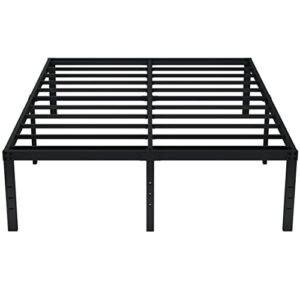 EMODA 18 Inch Tall Full Size Bed Frame with Large Storage Space, Easy Assembly Heavy Duty Metal Platform No Box Spring Needed, Noise Free, Black