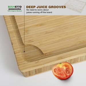 Thick Bamboo Cutting Board, Large Kitchen Chopping Board for Meat, 1.4" Thickened Heavy Duty Butcher Block Cutting Board with Juice Groove, for Cutting Meat, Bones and Vegetables, 100% Organic Bamboo