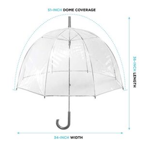 totes Women's Clear Bubble Umbrella – Transparent Dome Coverage – Large Windproof and Rainproof Canopy – Ideal for Weddings, Proms or Everyday Protection, Lemonade