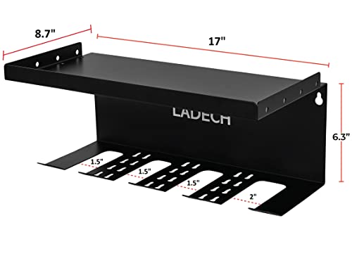 LADECH Cordless Drill Tool Organizer - Drill holder storage wall mount shelf rack and charging station to optimize garage organization and power tool storage (Drill holder & Shelf)