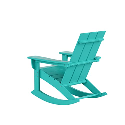 WO Home Furniture Adirondack Rocking Chair Set of 2 PCS Patio All-Weather and UV Protection for Any Outdoor Spaces (Turquoise)