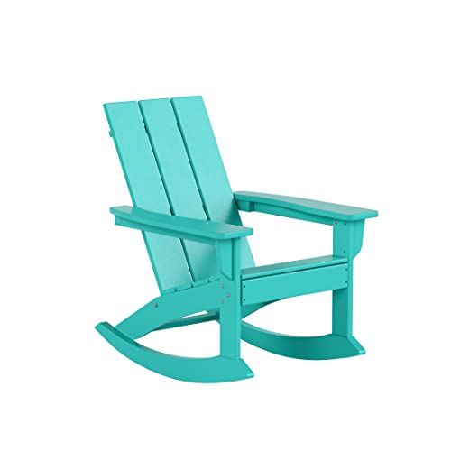 WO Home Furniture Adirondack Rocking Chair Set of 2 PCS Patio All-Weather and UV Protection for Any Outdoor Spaces (Turquoise)