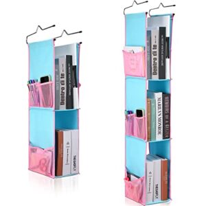 yetene 2 pieces hanging locker accessories shelves includes 3 shelf hanging locker organizer and 2 shelf hanging locker organizer for school teens work gym closet lock (pink, blue)