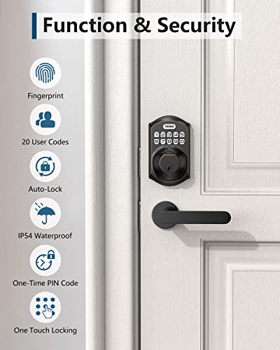 TEEHO TE002 Fingerprint Door Lock - Keyless Entry Door Lock with Keypad - Electronic Deadbolt Keyed Entry - Front Door Lock - Combination Door Lock - Easy Installation - Oil-Rubbed Bronze