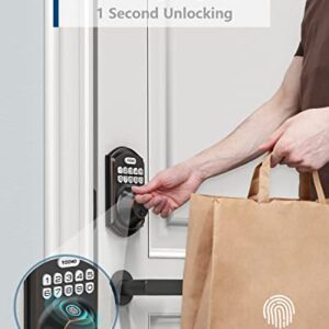 TEEHO TE002 Fingerprint Door Lock - Keyless Entry Door Lock with Keypad - Electronic Deadbolt Keyed Entry - Front Door Lock - Combination Door Lock - Easy Installation - Oil-Rubbed Bronze