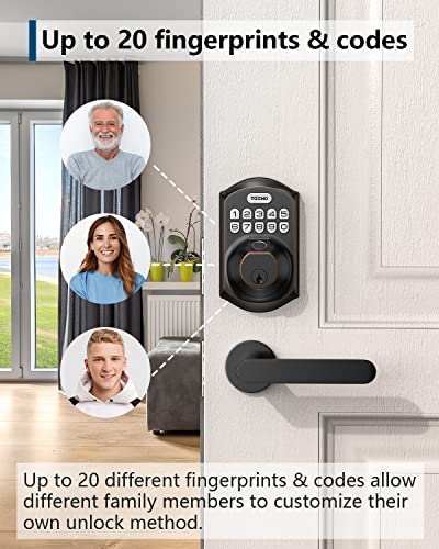 TEEHO TE002 Fingerprint Door Lock - Keyless Entry Door Lock with Keypad - Electronic Deadbolt Keyed Entry - Front Door Lock - Combination Door Lock - Easy Installation - Oil-Rubbed Bronze