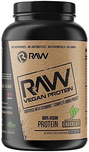 RAW 100% Vegan Protein Powder | Low Carb Vegan Protein Powder, Zero GMO, Non-Dairy, No Artificial Ingredients, Low Sugar Protein | Rich Taste, Natural Sweetened Flavor | Chocolate (25 Servings)