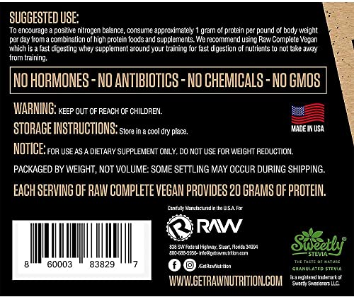 RAW 100% Vegan Protein Powder | Low Carb Vegan Protein Powder, Zero GMO, Non-Dairy, No Artificial Ingredients, Low Sugar Protein | Rich Taste, Natural Sweetened Flavor | Chocolate (25 Servings)