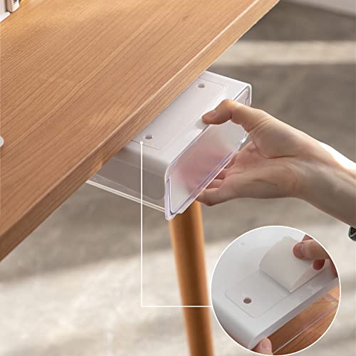 Hidden Small Slide Out Drawer Tray Storage Under Desk/Table Organizer with Handle to Pull and Double Self-adhesive, Extra Drawer for Home, School, Office, Table, Cabinet, Shelf, Clear