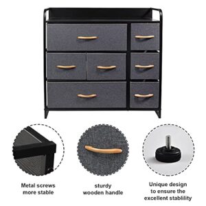 CERBIOR Wide Drawer Dresser Storage Organizer Closet Shelves, Sturdy Steel Frame Wood Top with Easy Pull Fabric Bins for Clothing, Blankets