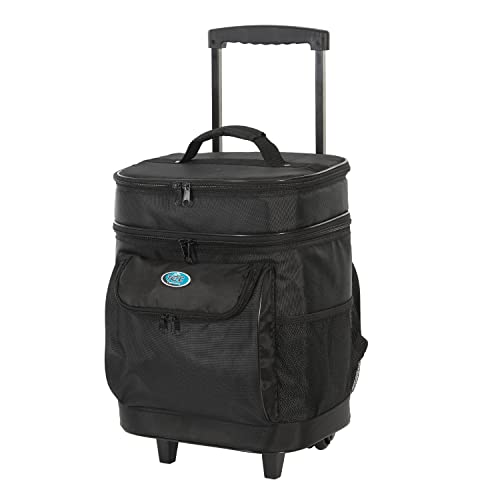 Travelers Club 18" Cool Carry 2 Section Insulated Rolling Cooler, Black