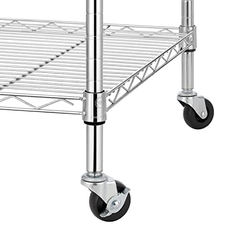 Finnhomy Heavy Duty 8 Tier Wire Shelving with Wheels 18x18x72.8-inches 8 Shelves Storage Rack Thicken Steel Tube, Pantry Shelves for Storage, Adjustable Shelving Unit, NSF Certified, Chrome