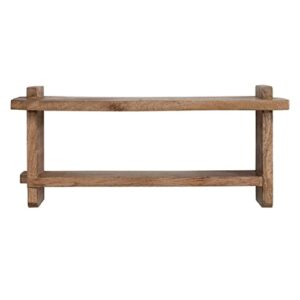 creative co-op mango wood 2-tier wall shelf, 22" l x 6" w x 10" h, brown