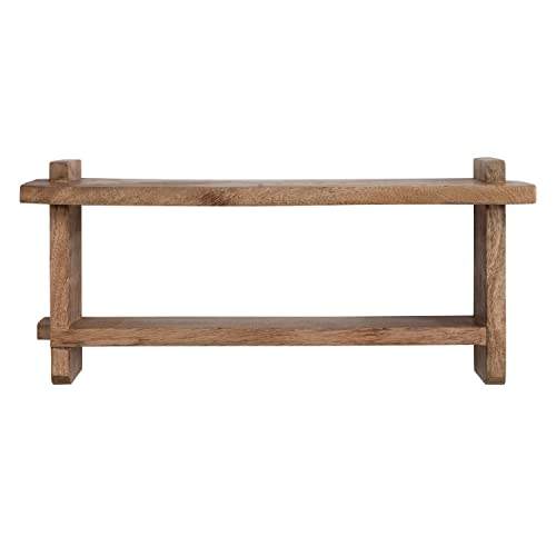 Creative Co-Op Mango Wood 2-Tier Wall Shelf, 22" L x 6" W x 10" H, Brown