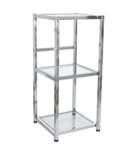 cambria studio 3b mercer 3 tier tower shelving unit chrome 13.11 inch l x 13.11 inch w x 29.53 inch h, silver