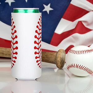 durony 9 Pack Slim Can Cooler Sleeves Baseball Can Sleeves Neoprene Hot and Cold Drinks Soda Cover Beer Cup Insulator for Funny Parties, Picnics, 6.5 x 3.3 Inch