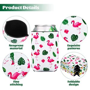 ADXCO 12 Pieces Can Cooler Sleeves Neoprene Thick Can Sleeves Soda Beverage Can Cover Beer Cooler Bag for Tropical Summer Beach Parties, Picnics, BBQs (5.1 x 3.9 Inch)