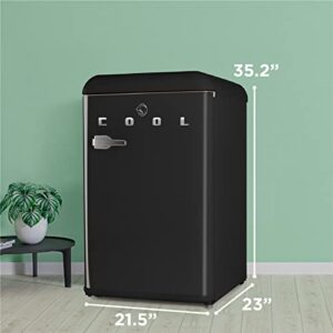 Commercial Cool CCRR4ALB 4.4 Cu. Ft, Vintage Style 2 Slide-Out Glass Shelves Refrigerator, Black