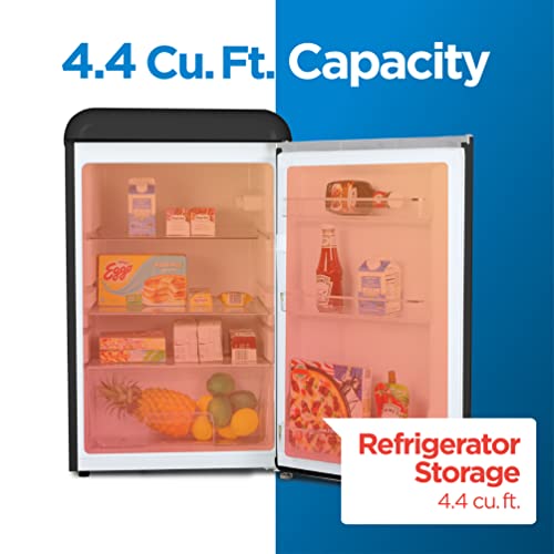 Commercial Cool CCRR4ALB 4.4 Cu. Ft, Vintage Style 2 Slide-Out Glass Shelves Refrigerator, Black