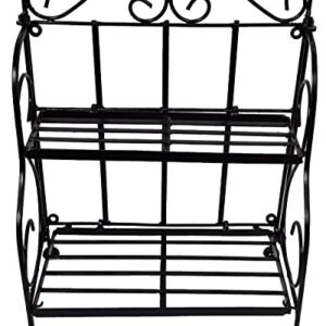 Purpledip Wrought Iron 2-Tier Foldable Table: Countertop Storage Shelf Rack Kitchen Bathroom Storage Organizer (12519)