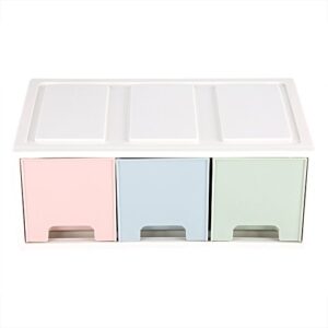 stacking storage drawer, plastic storage box multi grids multifunctional storage container for office living room kitchen bathroom(triple-high)