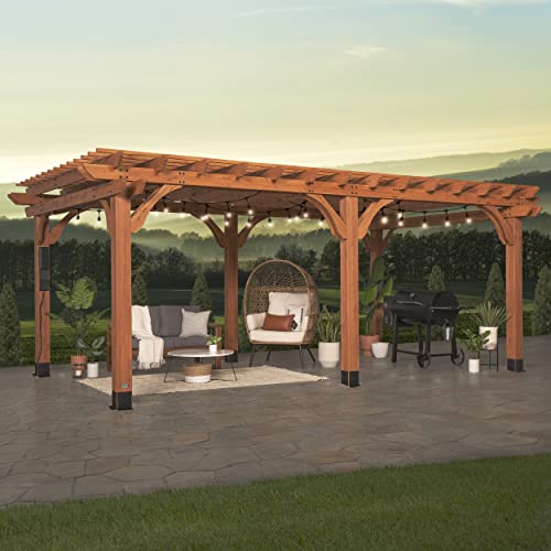 Backyard Discovery Beaumont 20x12 ft All Cedar Wood Pergola, Durable, Quality Supported Structure, Snow and Wind Supported, Rot Resistant, Backyard, Deck, Garden, Patio, Outdoor Entertaining