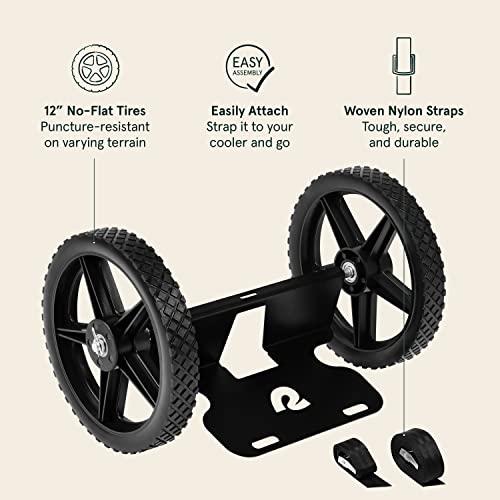 Retrospec Palisade 45 & 65 Qt Cooler Wheel Kit with 12” No-Flat Tires - Durable Straps & Power-Coated Steel Axles - 65qt