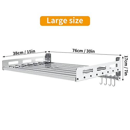 30 Inch Stainless Steel Wall Shelf Metal Shelving Heavy Duty Commercial or Household Grade Wall Mount Microwave with Fixing Kit Microwave Support Load 120lb/55kg Microwave Oven Shelf (Width 30 in)