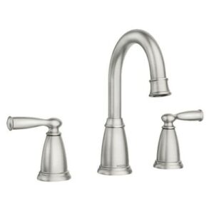 moen banbury 8 in. widespread double handle high-arc bathroom faucet in spot resist brushed nickel