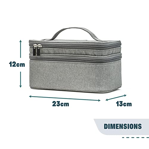 Double-Layer Sewing Box with Handle - Water-Resistant Sewing Organizer Stores Your Sewing Supplies in 1 Convenient Case with Multiple Pockets, Gray