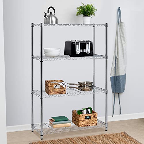 BLKMTY 4-Tier Storage Shelves Wire Rack Metal Shelving Unit, Freestanding Shelf Adjustable Metal Shelves for Storage Rack Kitchen Pantry Closet Laundry Bathroom, 36" L x 14" W x 54" H, Chrome