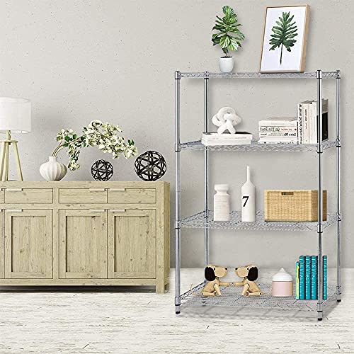 BLKMTY 4-Tier Storage Shelves Wire Rack Metal Shelving Unit, Freestanding Shelf Adjustable Metal Shelves for Storage Rack Kitchen Pantry Closet Laundry Bathroom, 36" L x 14" W x 54" H, Chrome