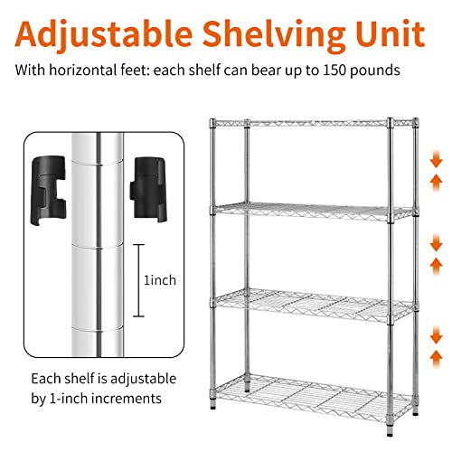 BLKMTY 4-Tier Storage Shelves Wire Rack Metal Shelving Unit, Freestanding Shelf Adjustable Metal Shelves for Storage Rack Kitchen Pantry Closet Laundry Bathroom, 36" L x 14" W x 54" H, Chrome