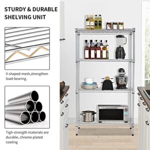 BLKMTY 4-Tier Storage Shelves Wire Rack Metal Shelving Unit, Freestanding Shelf Adjustable Metal Shelves for Storage Rack Kitchen Pantry Closet Laundry Bathroom, 36" L x 14" W x 54" H, Chrome