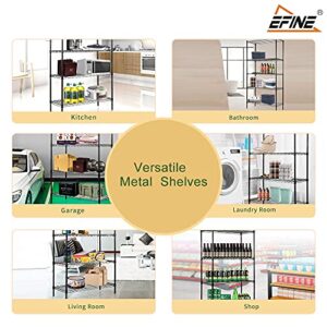 EFINE 5-Shelf Shelving Unit with Shelf Liners Set of 5, Adjustable, Steel Wire Shelves, 150lbs Loading Capacity Per Shelf, Units and Storage for Kitchen Garage (30W x 14D 60H) Black (L200-5)