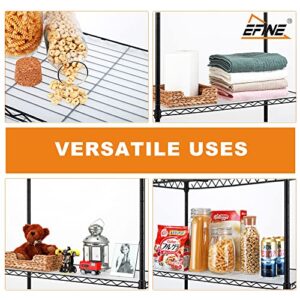 EFINE 5-Shelf Shelving Unit with Shelf Liners Set of 5, Adjustable, Steel Wire Shelves, 150lbs Loading Capacity Per Shelf, Units and Storage for Kitchen Garage (30W x 14D 60H) Black (L200-5)