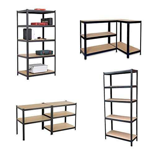 Qimu 5-Tier Garage Shelving Unit, Adjustable Shelves for Free Combination,Metal Storage Rack Heavy Duty Display Stand for Books, Kitchenware, Tools,1929LB Total Capacity,70.8" x 35.4" x 15.7"